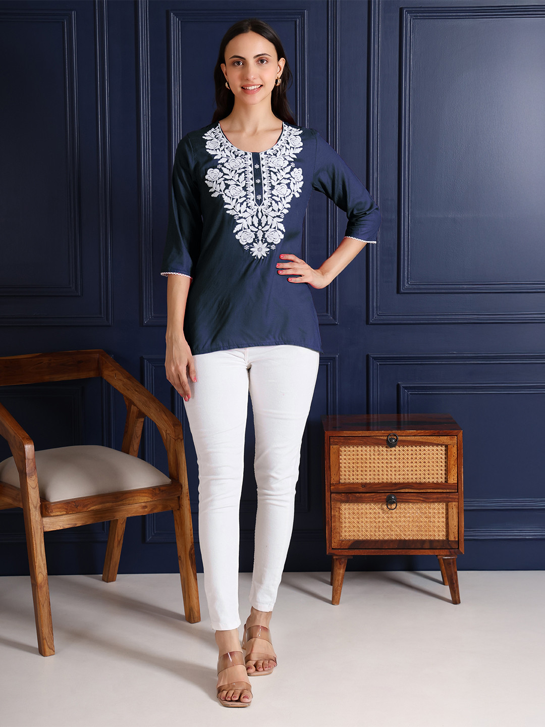 Buy ZREMA Women Embroidered Thread Work Thread Work Kurti - Kurtis for ...