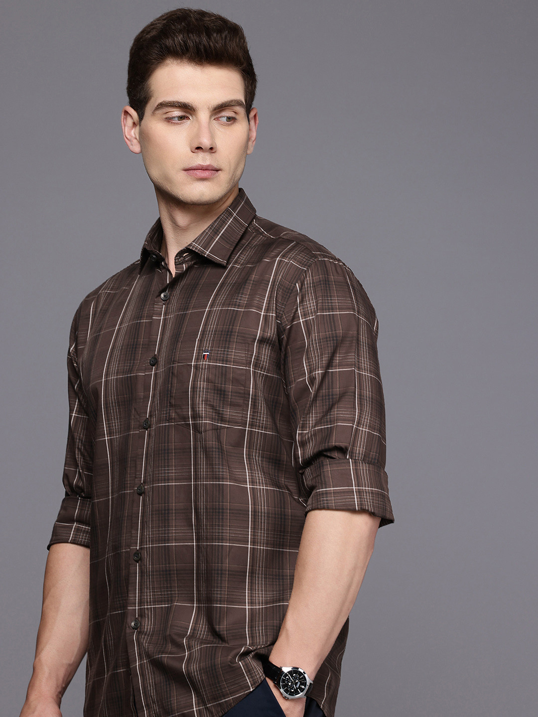 Buy Louis Philippe Sport Slim Fit Checked Pure Cotton Casual Shirt ...