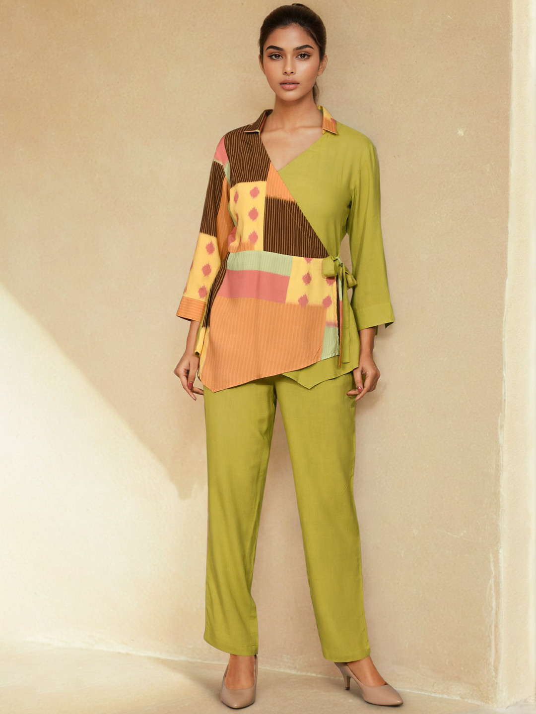 Buy Dora Dori Printed V Neck Tunic With Trousers Co Ords Set - Co Ords ...