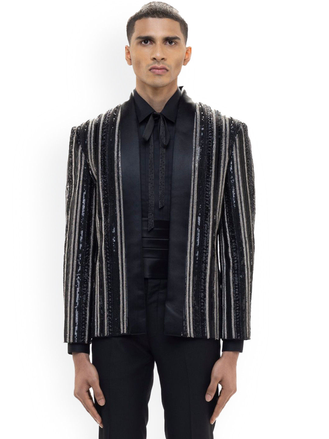 Buy SDS By Kushal Shah Embellished Open Tuxedo Three Piece Suit - Suits ...