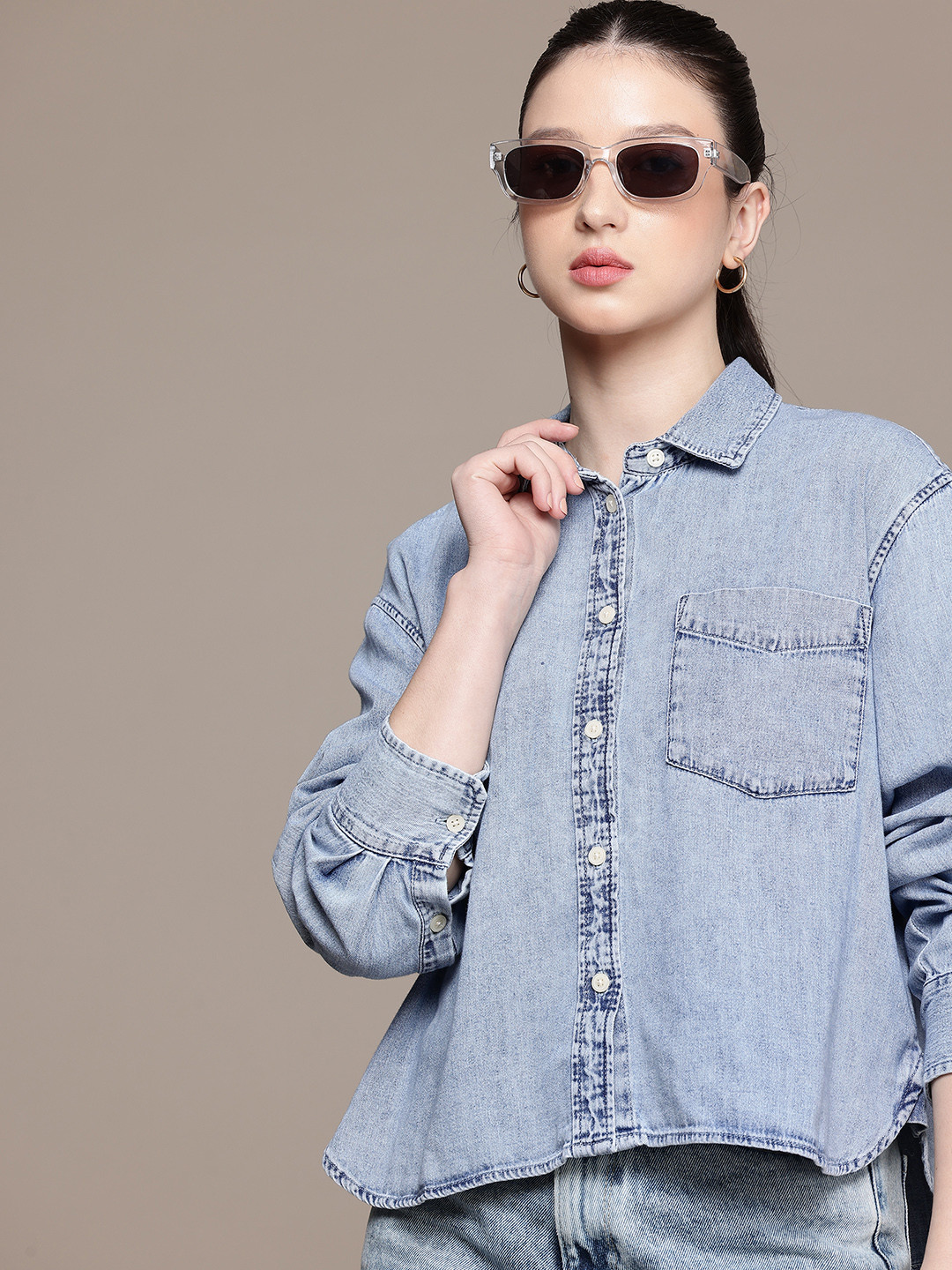 Buy GAP Pure Cotton Chambray Casual Shirt - Shirts for Women 33815016 ...