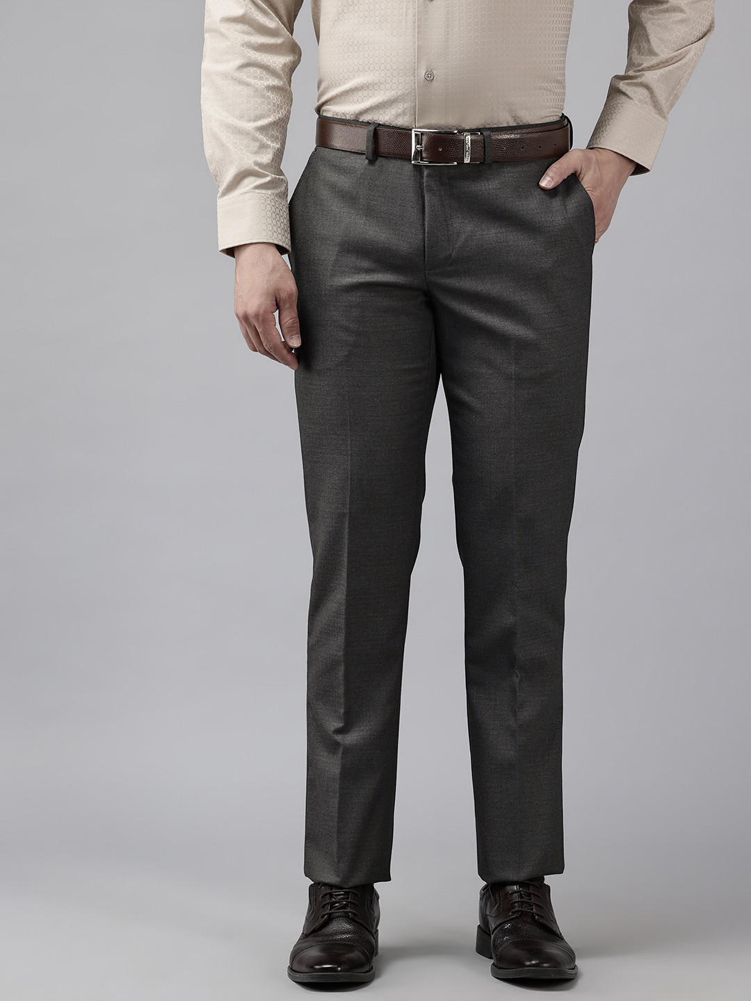 Buy Blackberrys Men Checked Slim Fit Formal Trousers - Trousers for Men ...