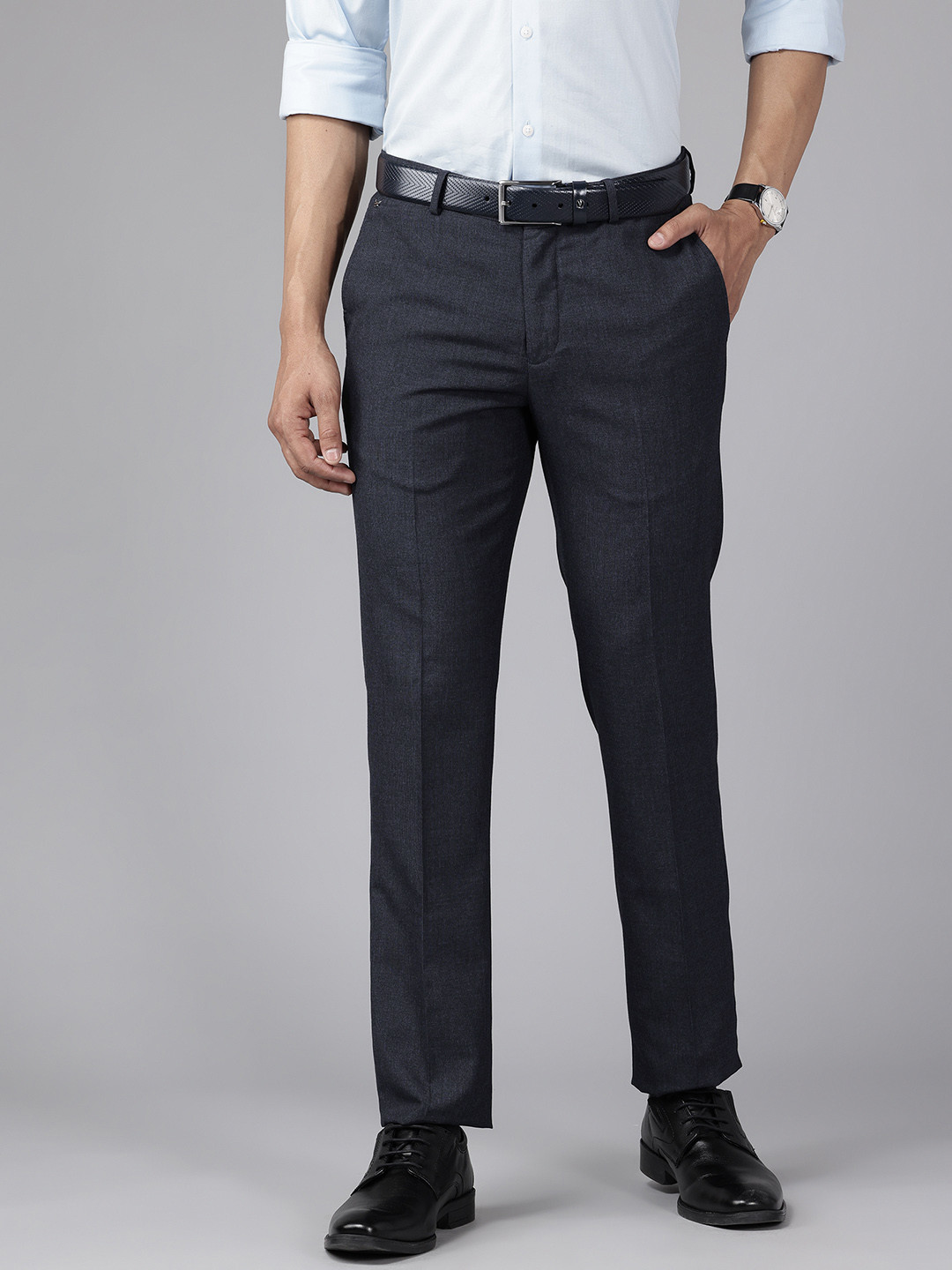 Buy Blackberrys Men Mid Rise Slim Fit Formal Trousers - Trousers for ...
