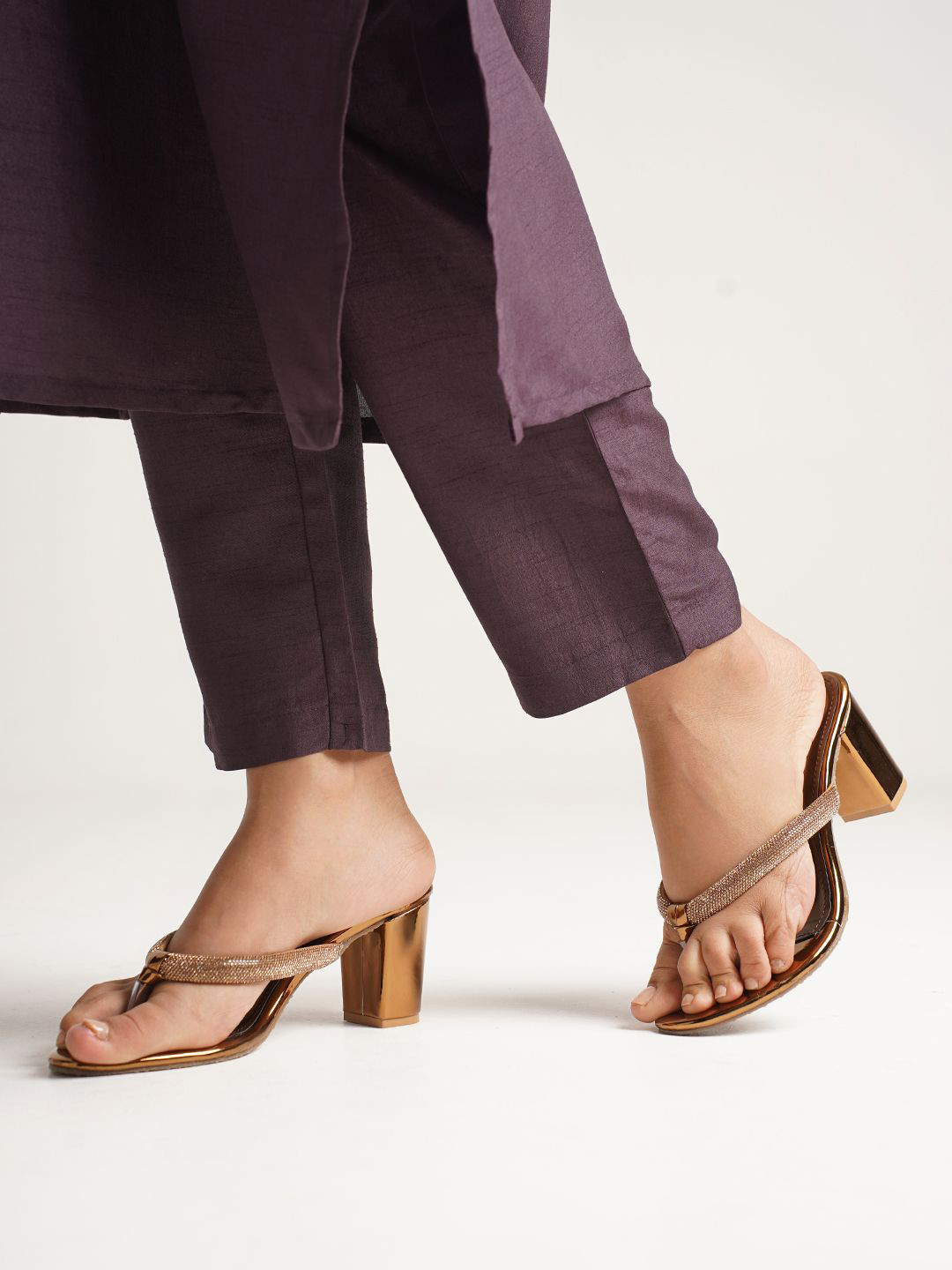 Buy JM Looks Women Rhinestone Sparkling Block Heel Toe Ring Sandals ...