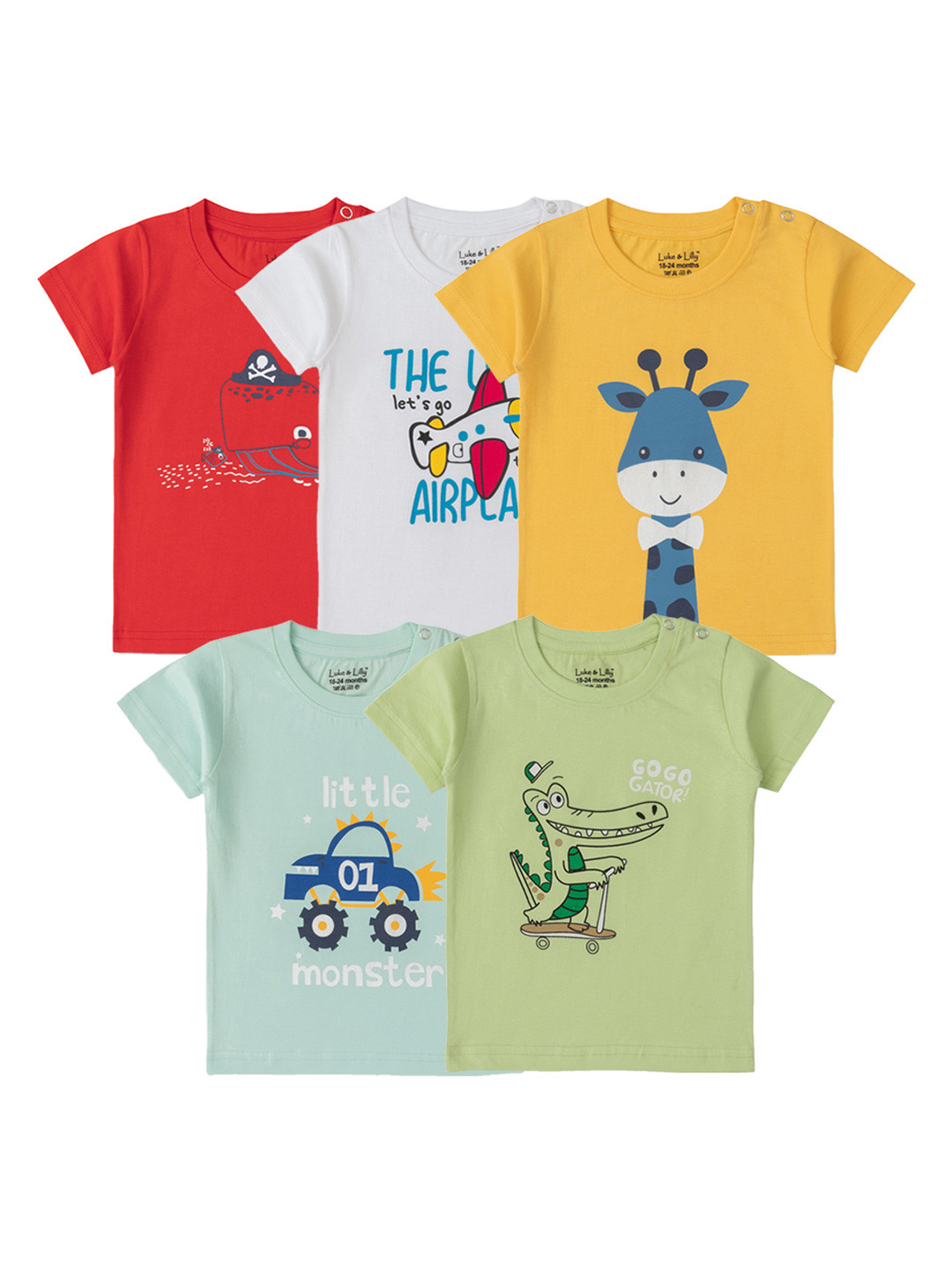 Buy Luke & Lilly Boys Pack Of 5 Printed T Shirt - Tshirts for Boys ...