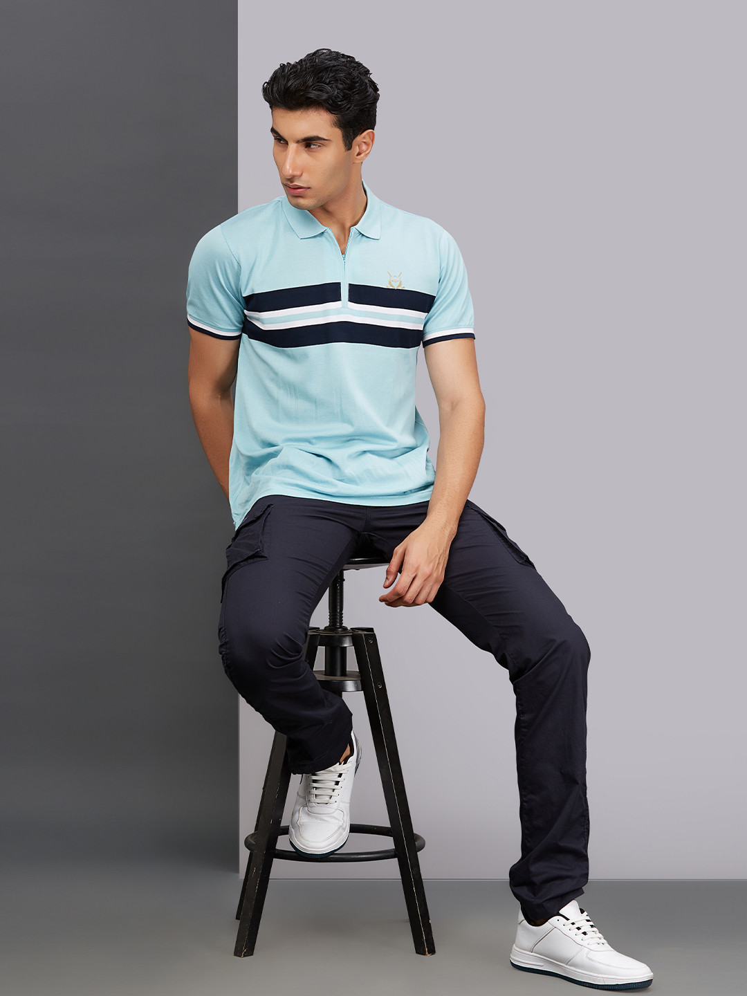 Buy Beevee Men Navy Blue Regular Fit Solid Cargos - Trousers for Men ...