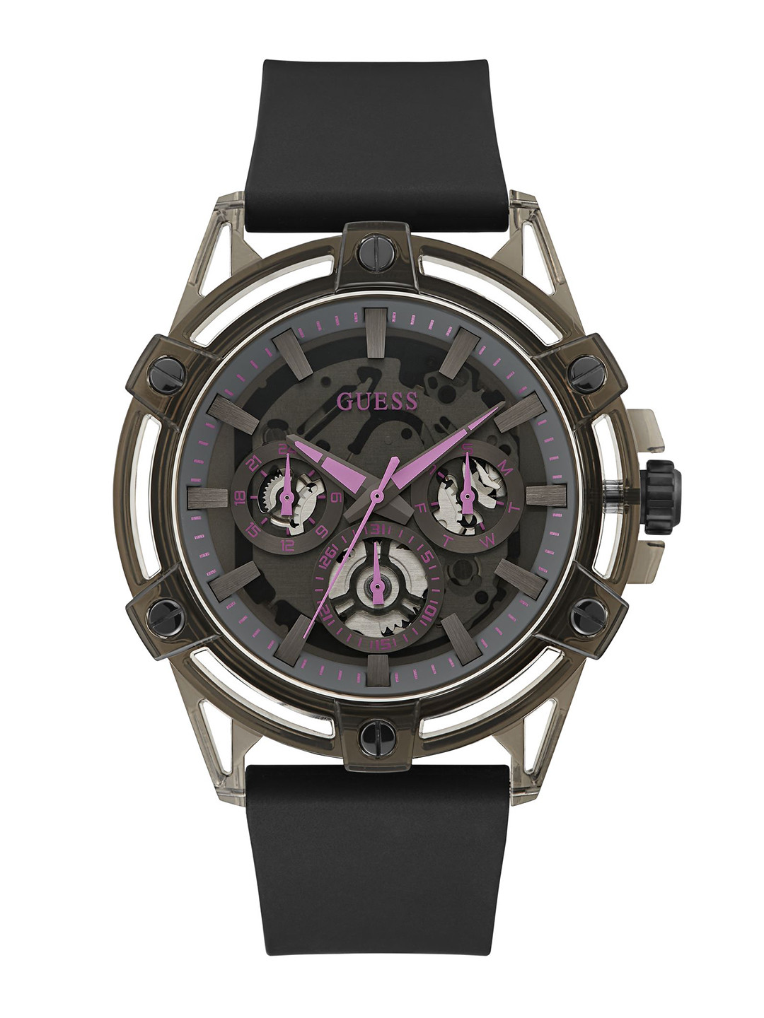 Buy GUESS Men Skeleton Dial & Straps Analogue Multi Function Watch ...
