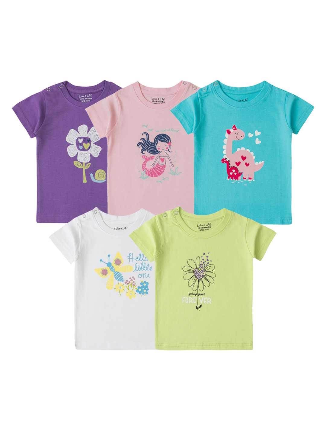 Buy Luke & Lilly Girls 5 Printed Applique T Shirt - Tshirts for Girls ...