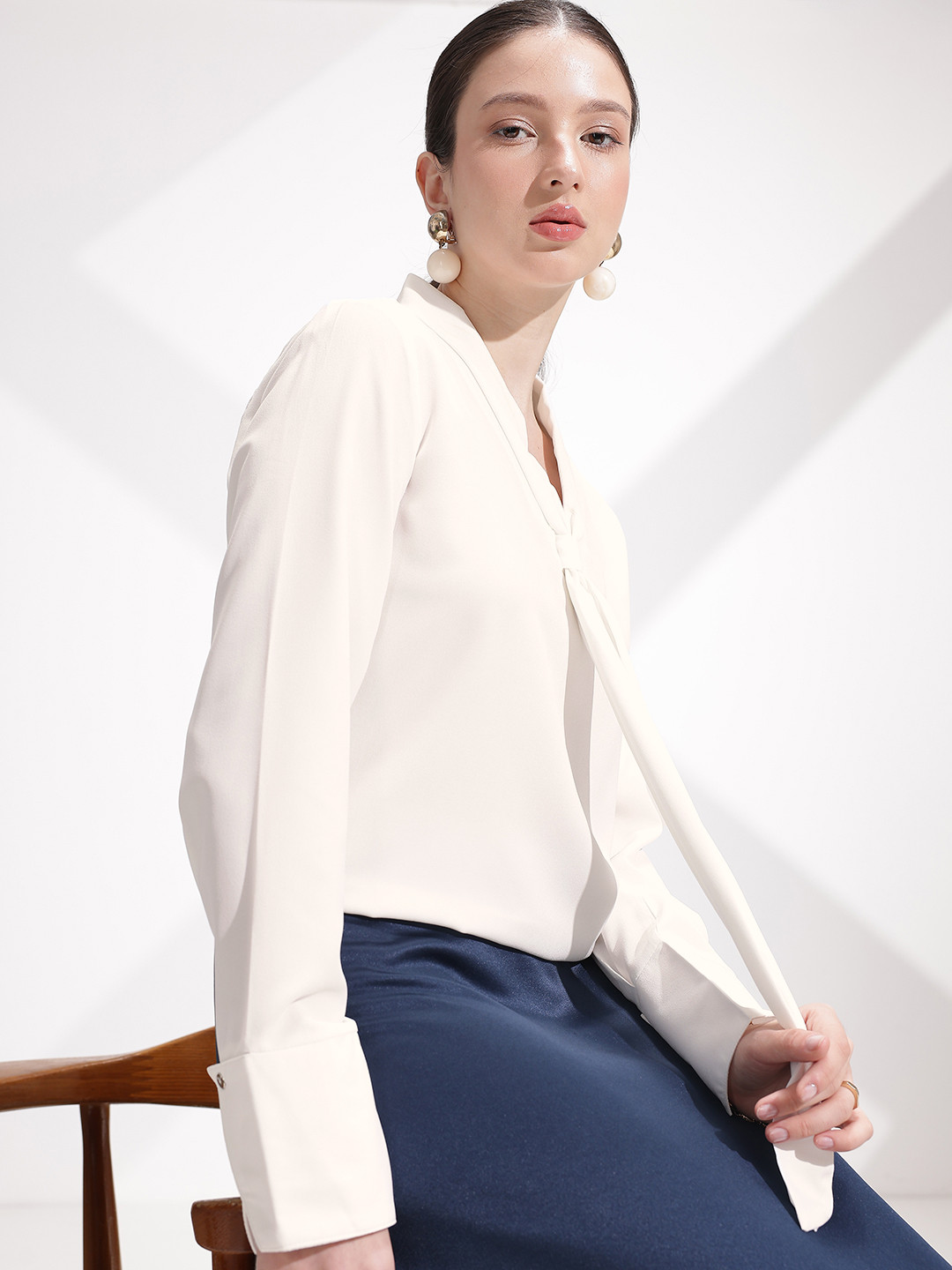 Buy Her By Invictus Solid Scarf Neck Top - Tops for Women 33872150 | Myntra