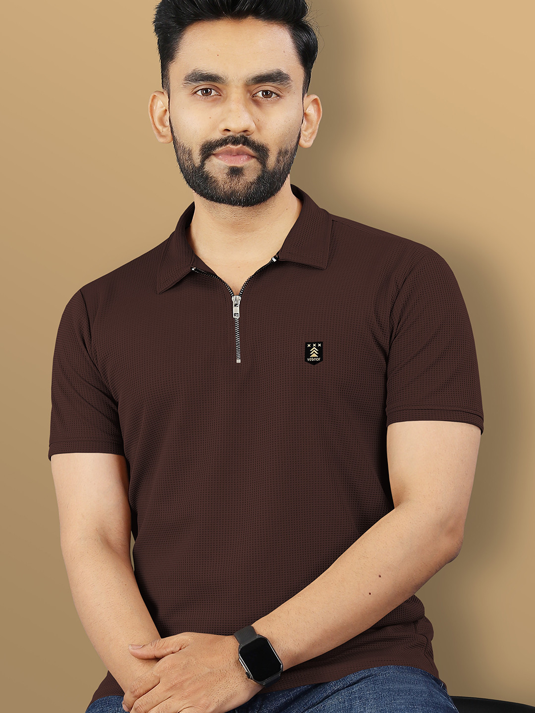 Buy VeBNoR Self Design Polo Collar T Shirt - Tshirts for Men 33921440 ...