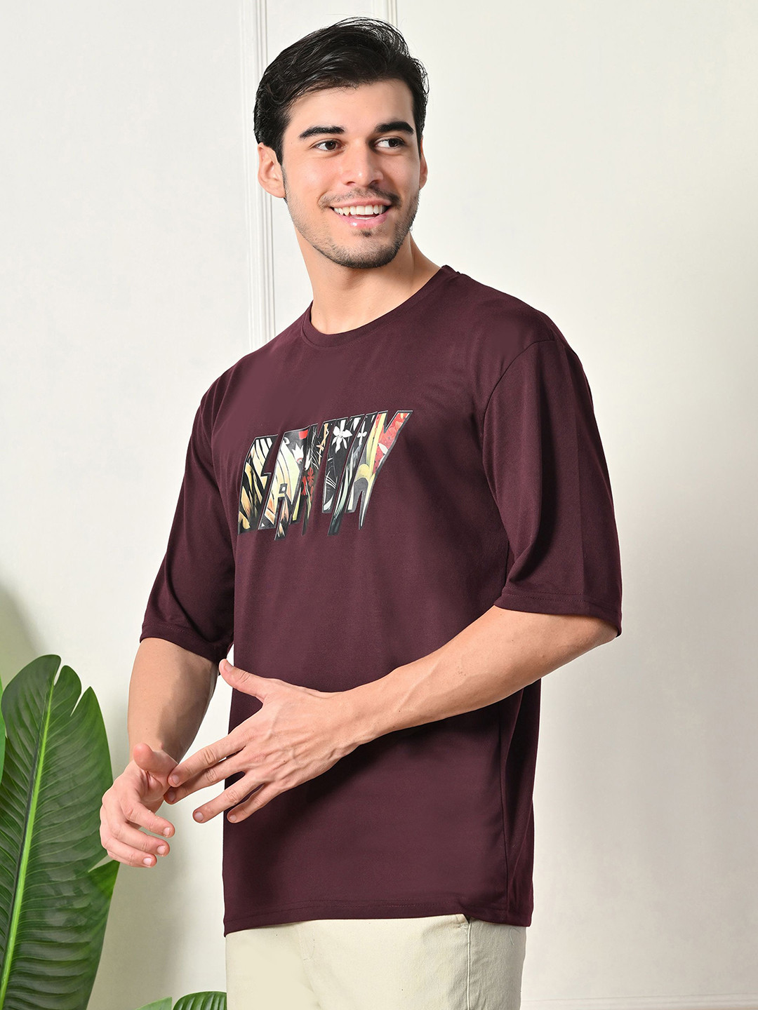 Buy GLITO Graphic Printed Round Neck Down Shoulder Pure Cotton ...