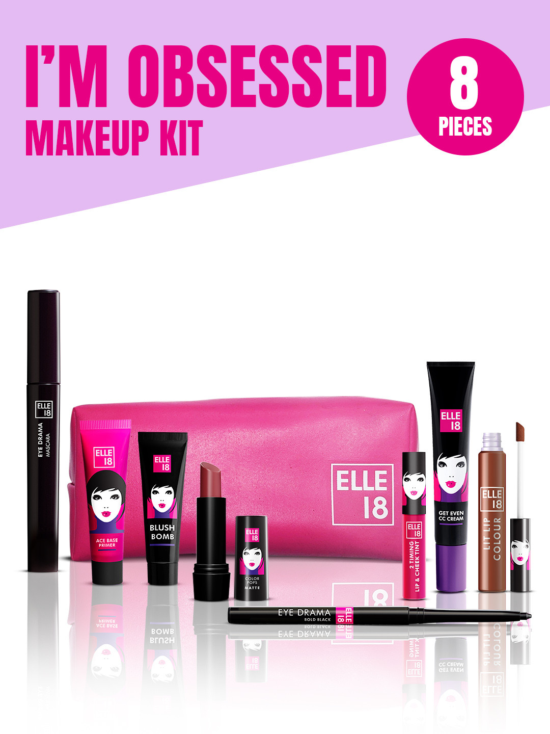 Buy ELLE 18 I'm Obsessed Makeup Kit With Pouch - Makeup Kit for Women ...
