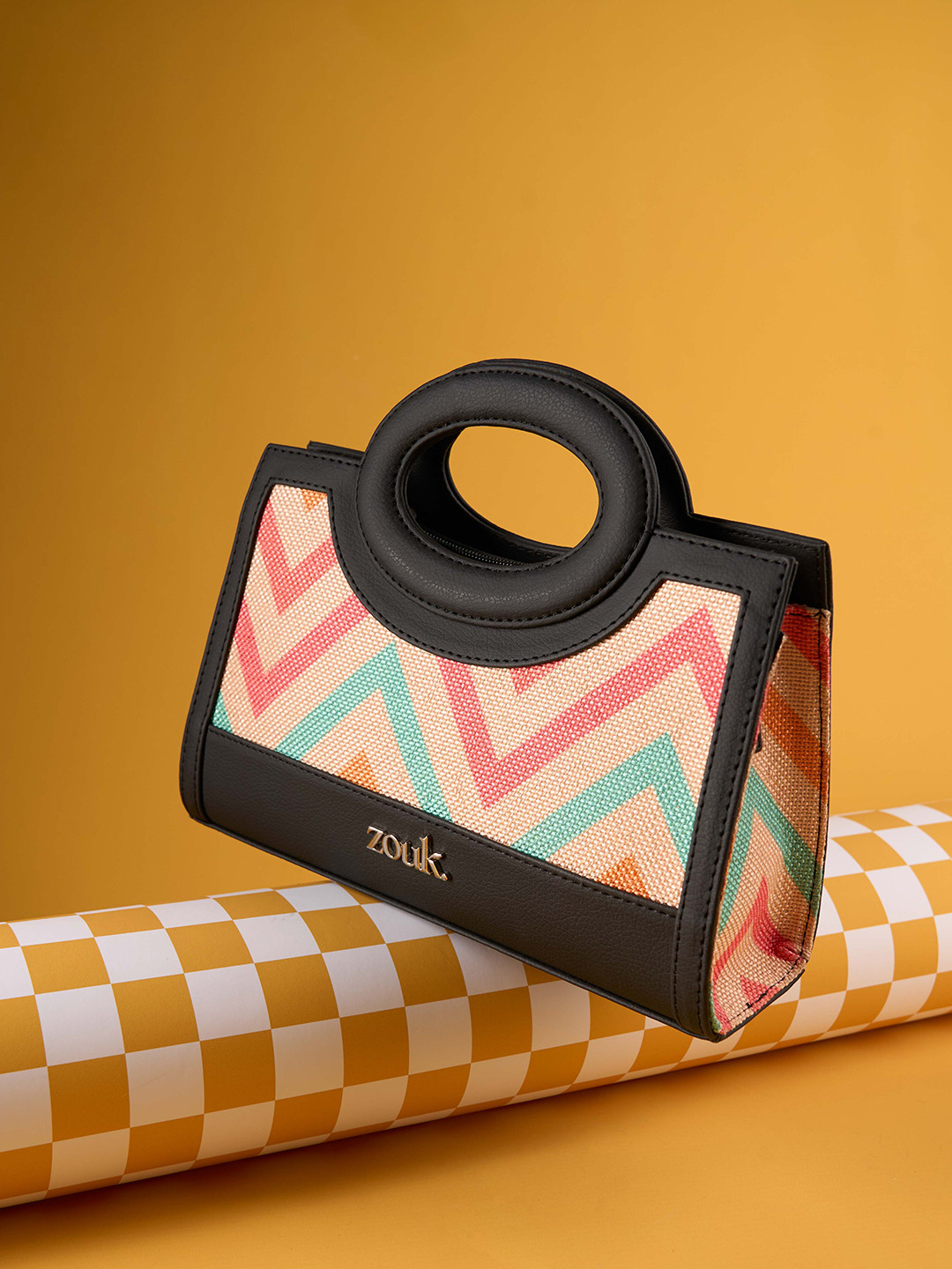 Buy ZOUK Geometric Printed Jute Structured Sling Bag - Handbags for ...