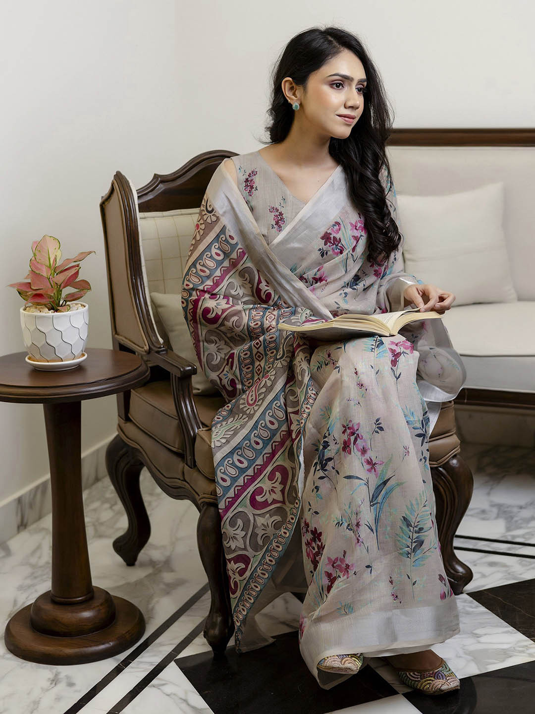 Buy Satrani Floral Printed Ready To Wear Saree - Sarees for Women ...