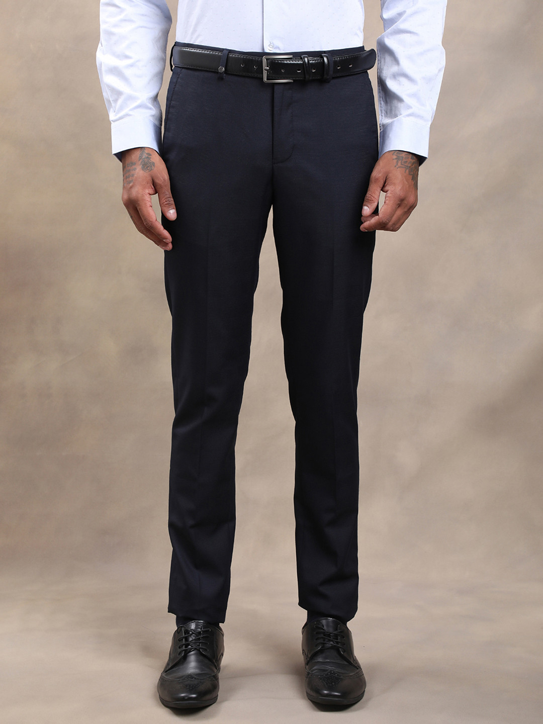 Buy Turtle Men Tailored Skinny Fit Cotton Formal Trousers - Trousers ...