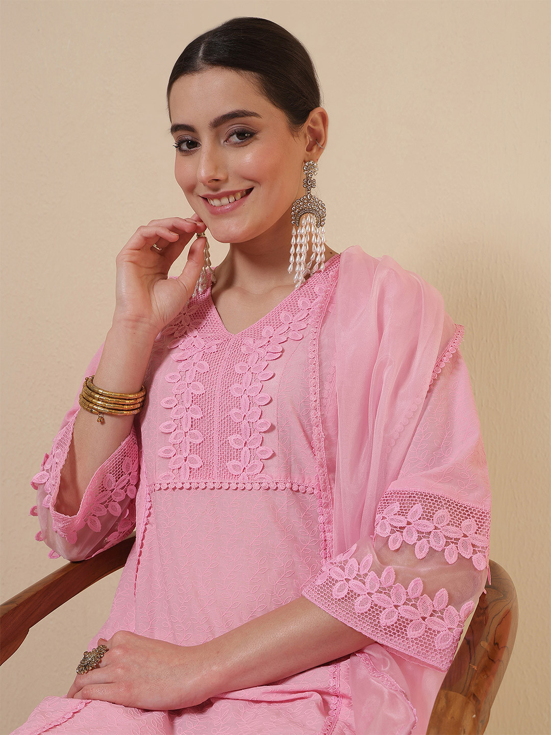 Buy Anouk Women Embroidered Kurta With Palazzo & Dupatta Set - Kurta ...