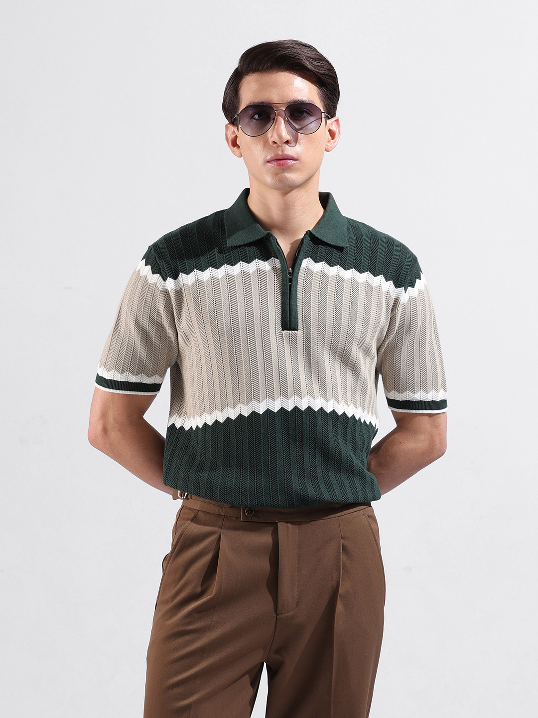 Buy The Indian Garage Co Men Flat Knit Slim Fit Textured Polo T Shirt ...