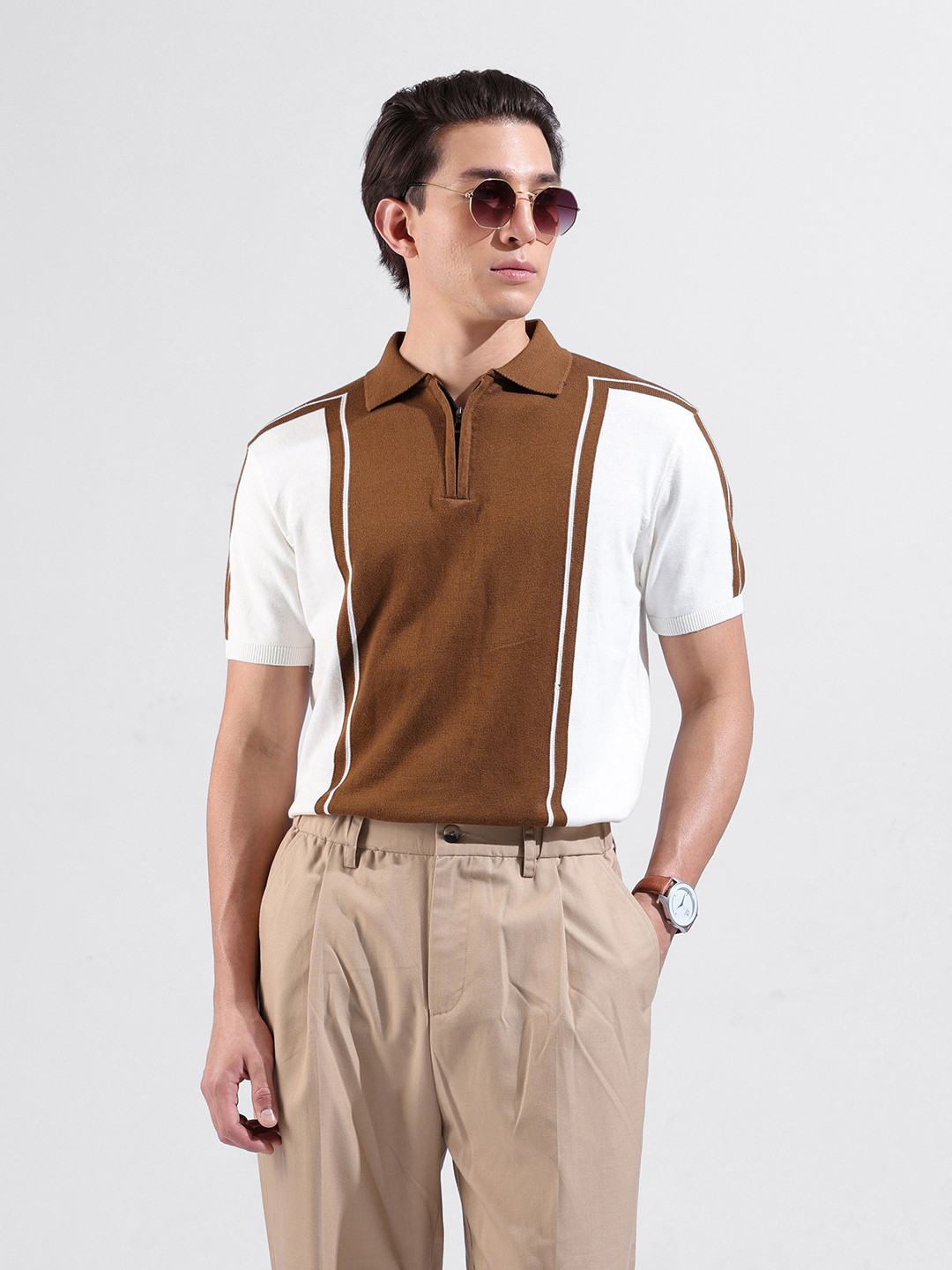 Buy The Indian Garage Co Men Flat Knit Slim Fit Textured Polo T Shirt ...