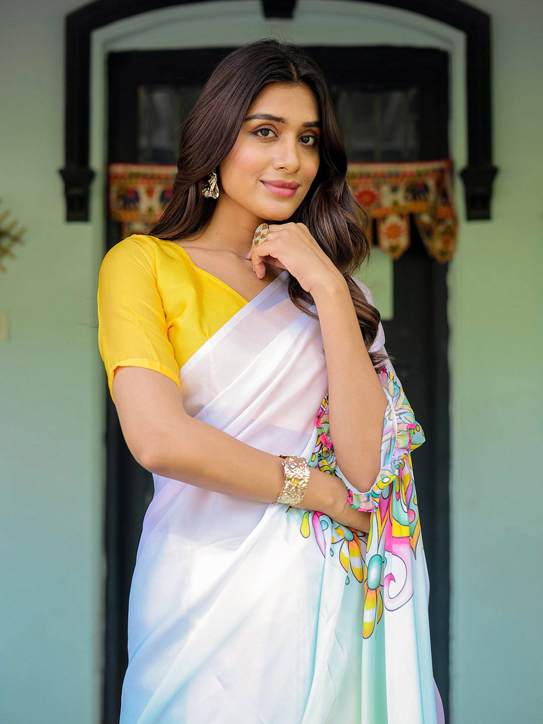 Buy Satrani Floral Satin Saree - Sarees for Women 34311828 | Myntra