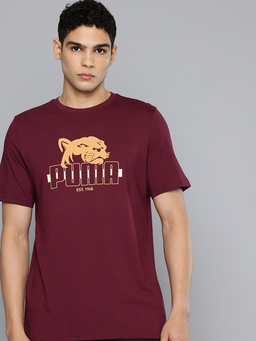 Buy Puma Brand Logo Puff Printed Pure Cotton T Shirt - Tshirts for Men ...