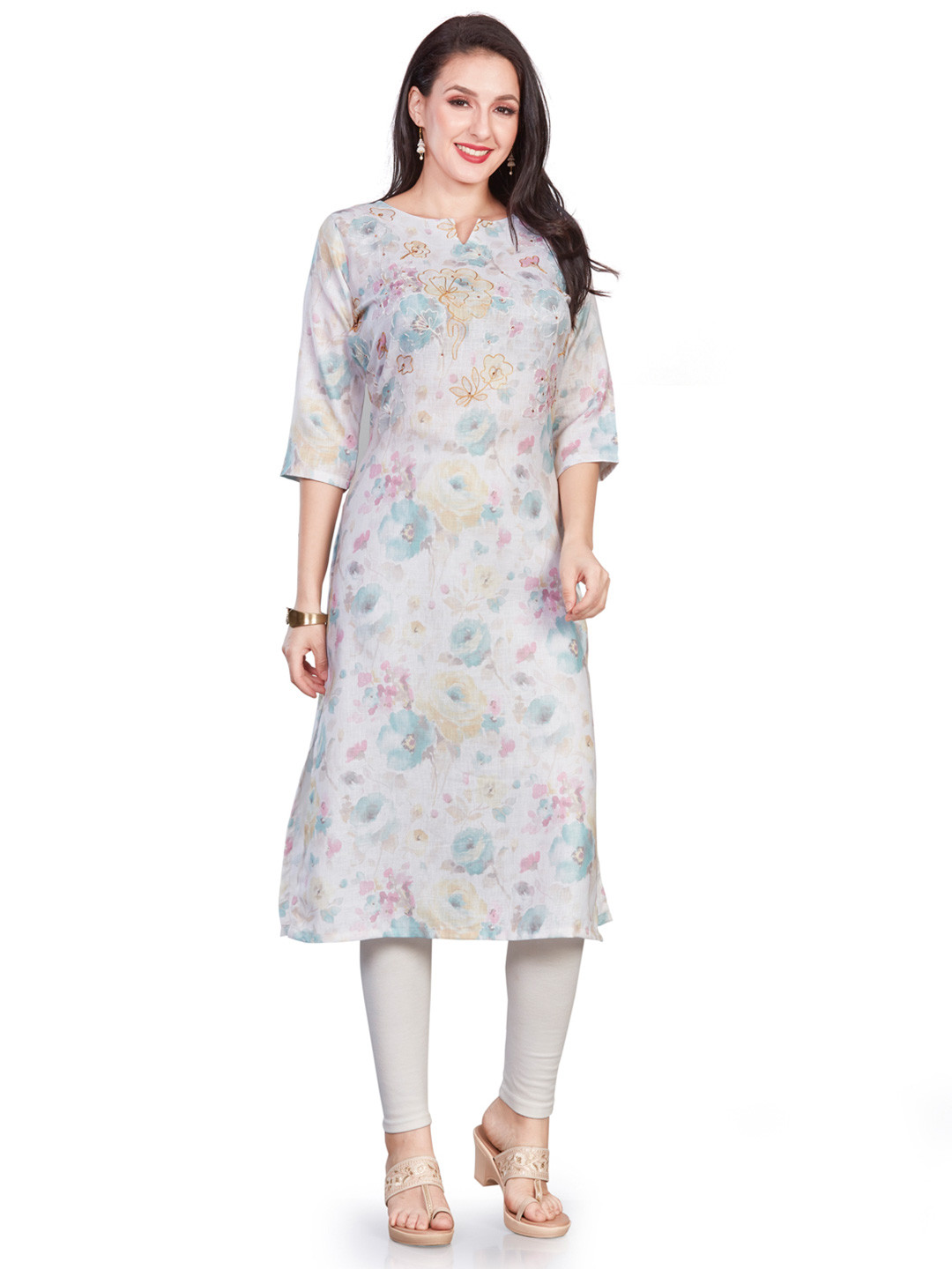 Buy Nioni Floral Print With Embroidered Kurta - Kurtas for Women ...