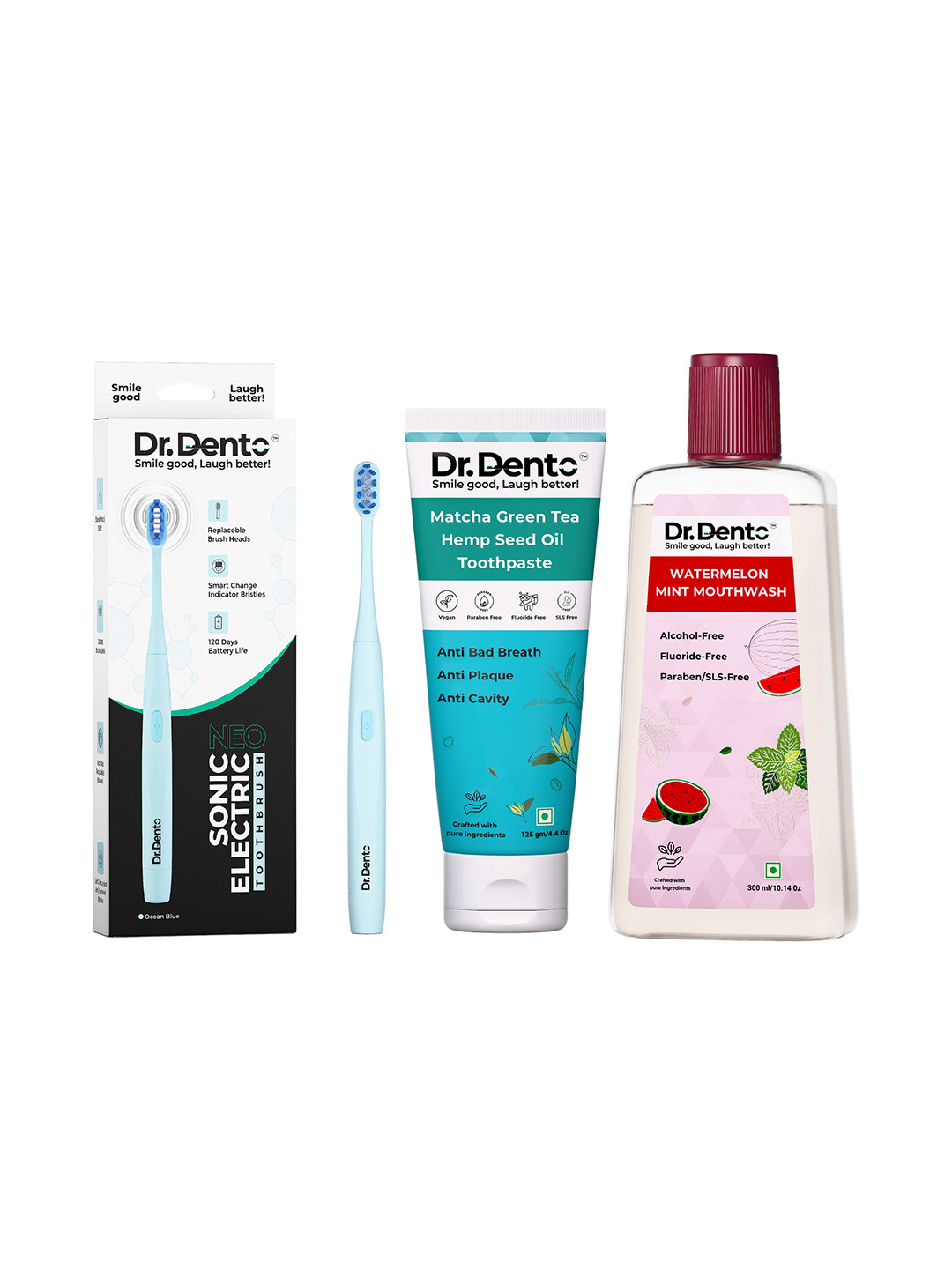 Buy Dr.Dento Set Of 3 Seed Oil Toothpaste 125 Ml & Mint Mouthwash 300 Ml With Toothbrush ...