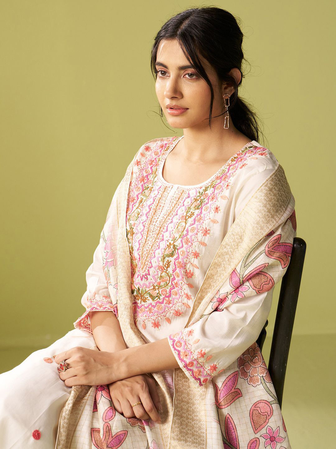 Buy Indo Era Women Ethnic Motifs Embroidered Regular Thread Work Kurta ...