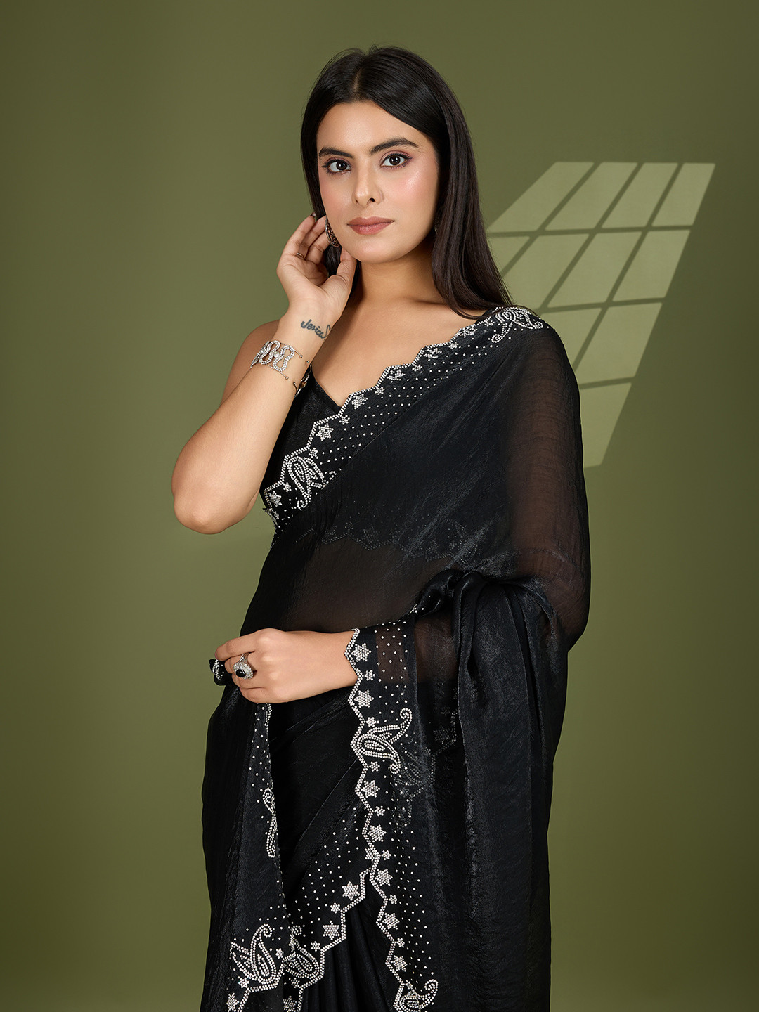 Buy KIMISHA Embellished Beads And Stones Party Saree - Sarees for Women ...