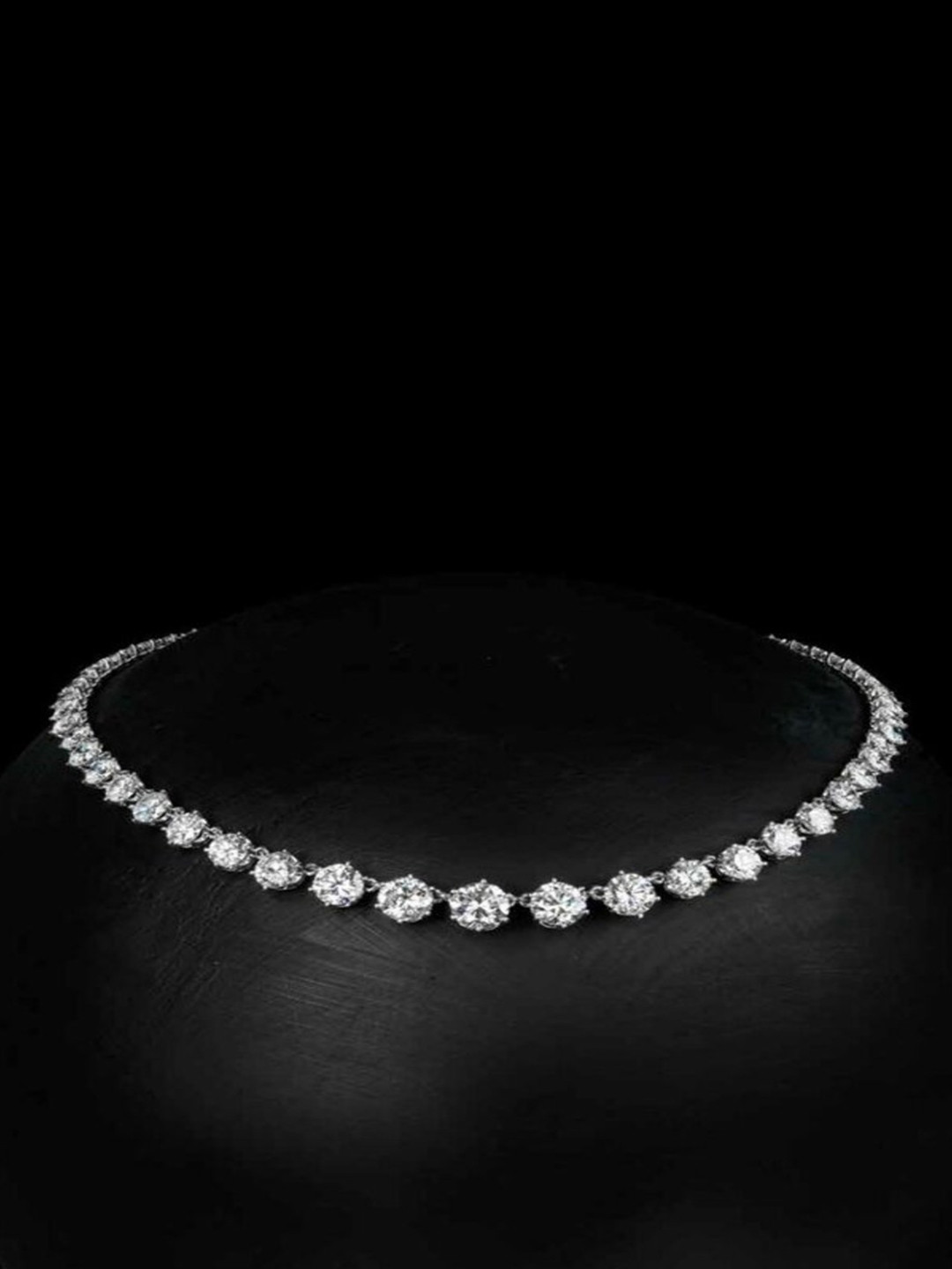 Buy Anouk Silver Toned & White AD Handcrafted Rhodium Choker Necklace ...