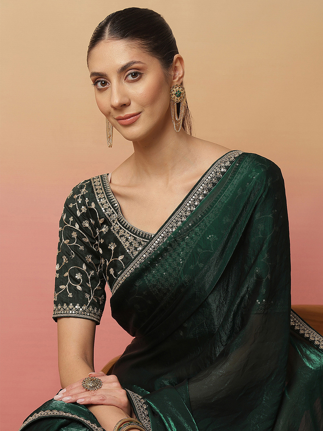 Buy Sangria Solid Tissue Saree With Blouse - Sarees for Women 34749024 ...