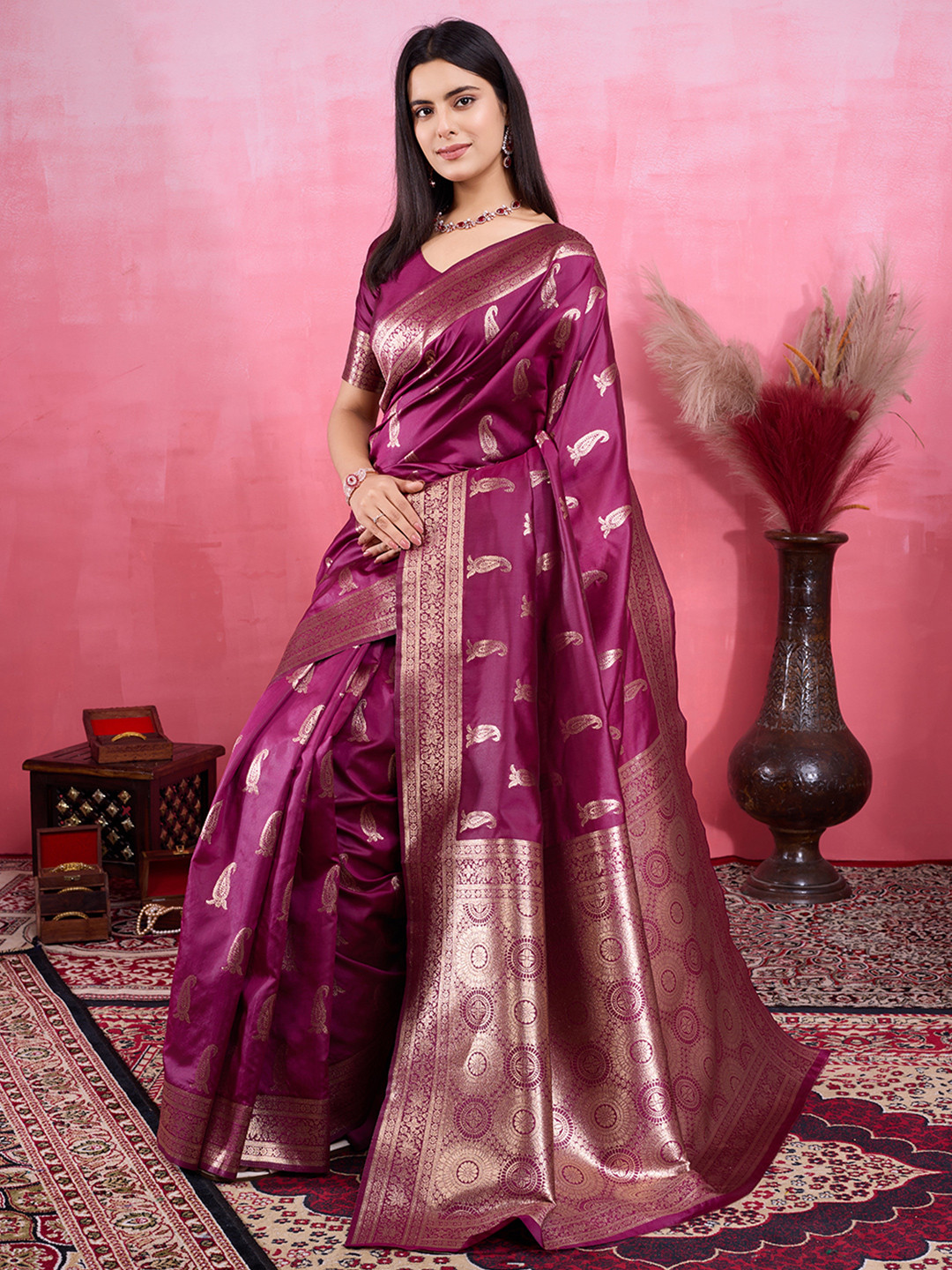 Buy Durga Textile Ethnic Woven Design Kanjeevaram Banarasi Saree - Sarees for Women 36198452 ...