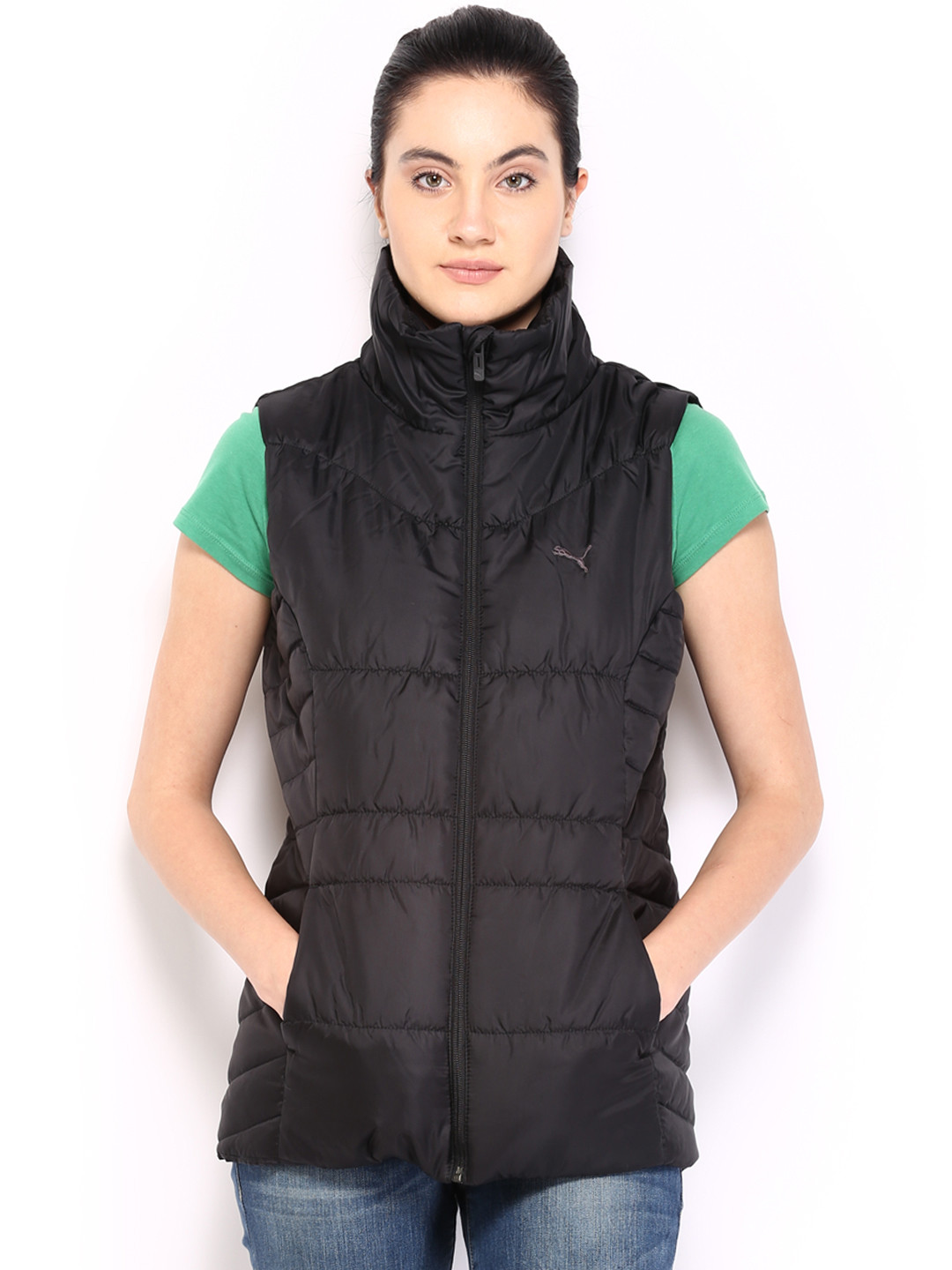 Buy Puma Women Black ESS Padded Sleeveless Jacket - Jackets for Women ...