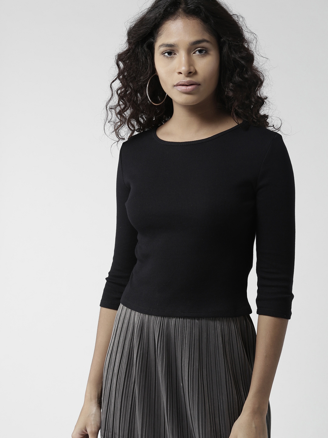 Buy Forever 21 Women Black Solid Top Tops For Women 3856753 Myntra