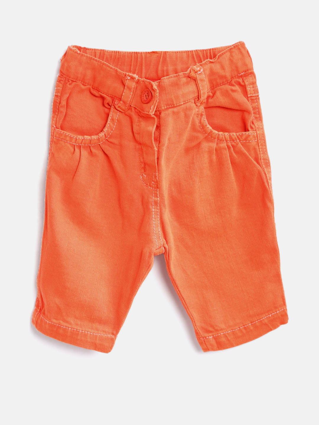 Buy Little Kangaroos Girls Orange Solid Regular Fit Capris - Capris for ...