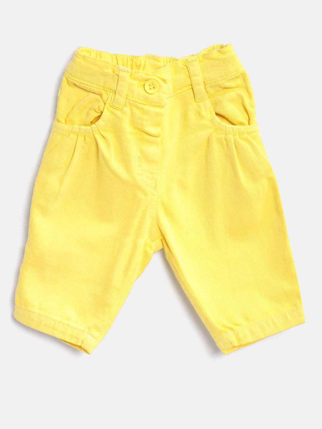 Buy Little Kangaroos Girls Yellow Solid Regular Fit Capris - Capris for ...