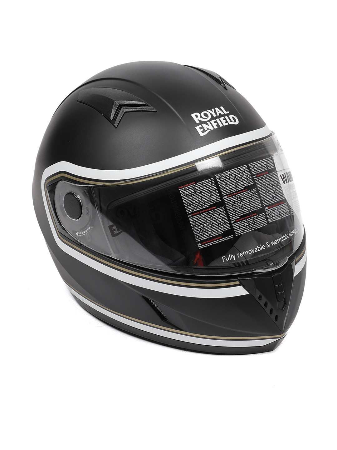 Buy Royal Enfield Unisex Black Classic FF Striped Full Face Helmet ...
