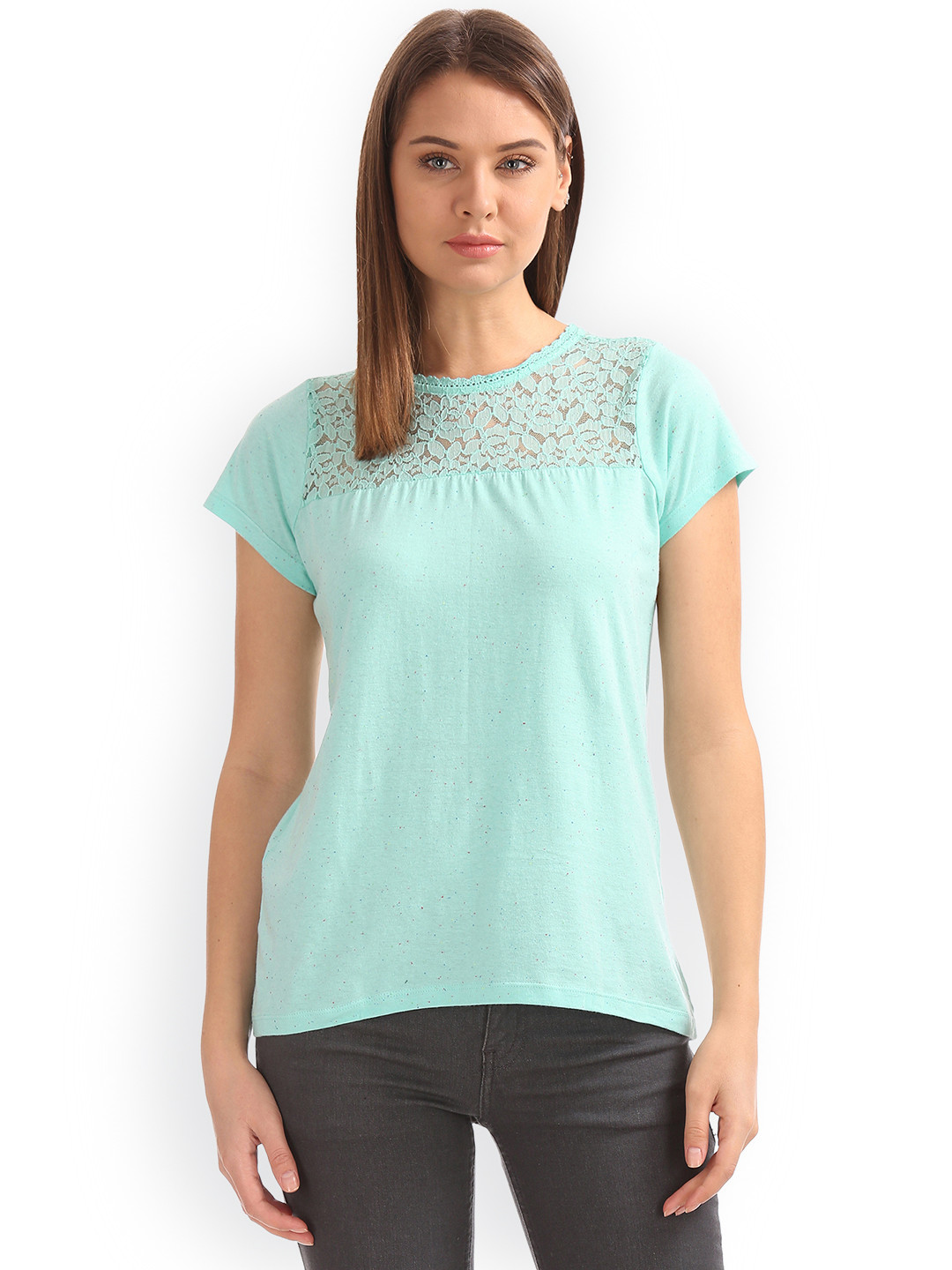Buy Sugr Women Blue Self Design Top - Tops for Women 4028582 | Myntra