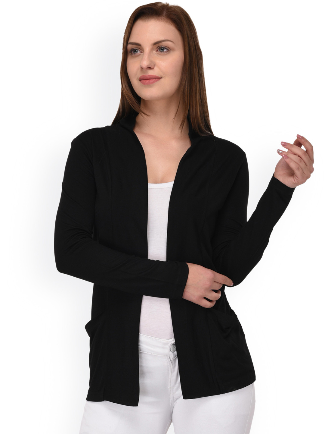 Buy Espresso Black Solid Open Front Shrug - Shrug for Women 4028742 ...