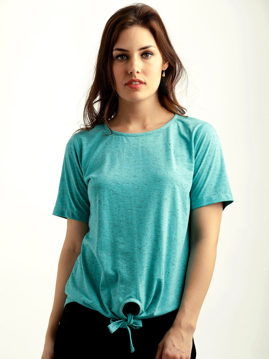 Buy Miss Chase Women Turquoise Blue Solid Top - Tops for Women 4044377 ...