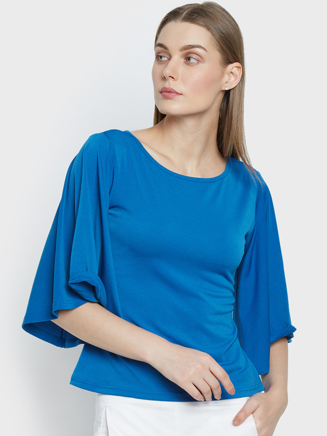 Buy AND Women Blue Solid Top - Tops for Women 4152592 | Myntra