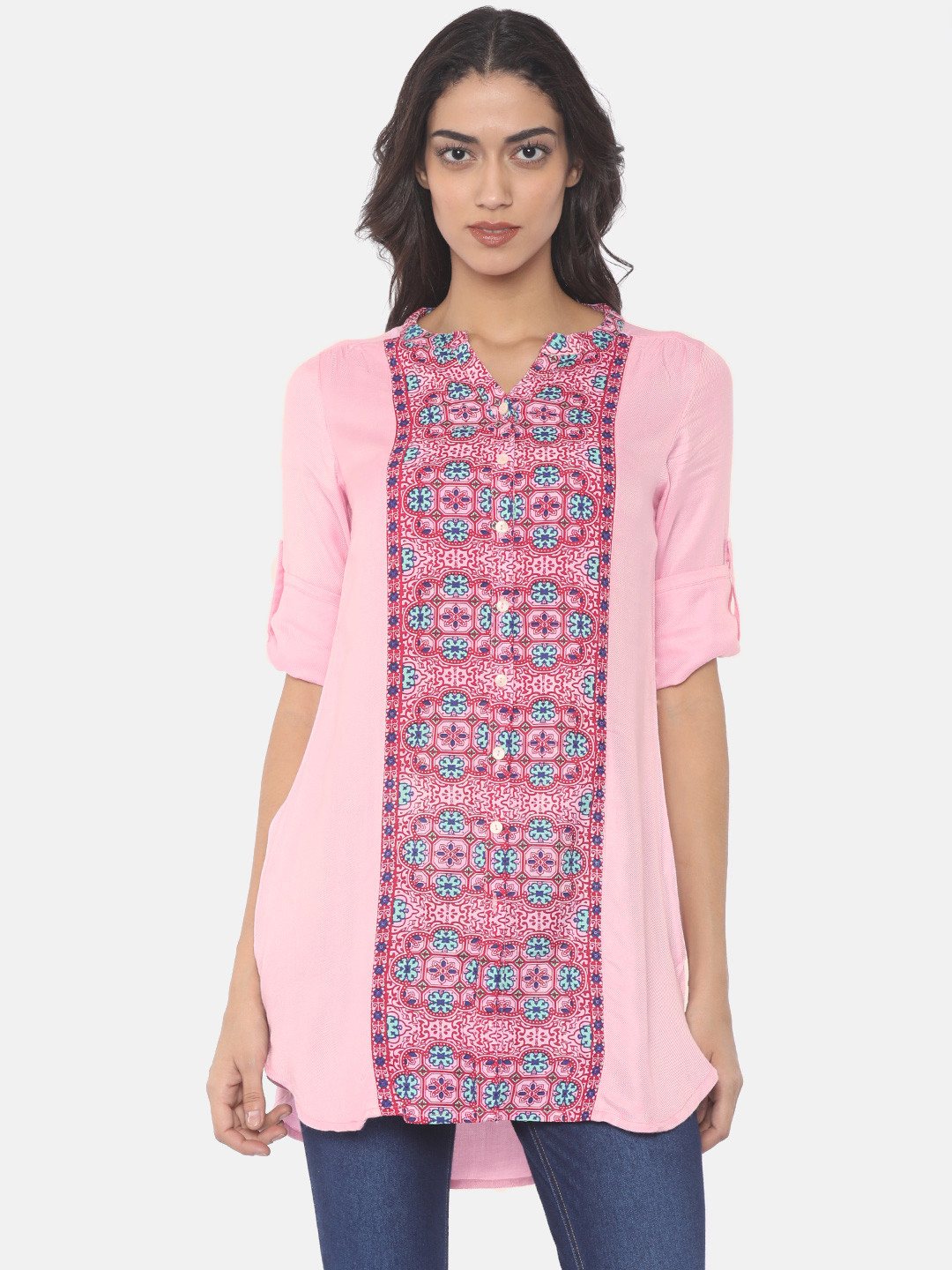 Buy Bronz Pink Printed Tunic - Tunics for Women 4268557 | Myntra