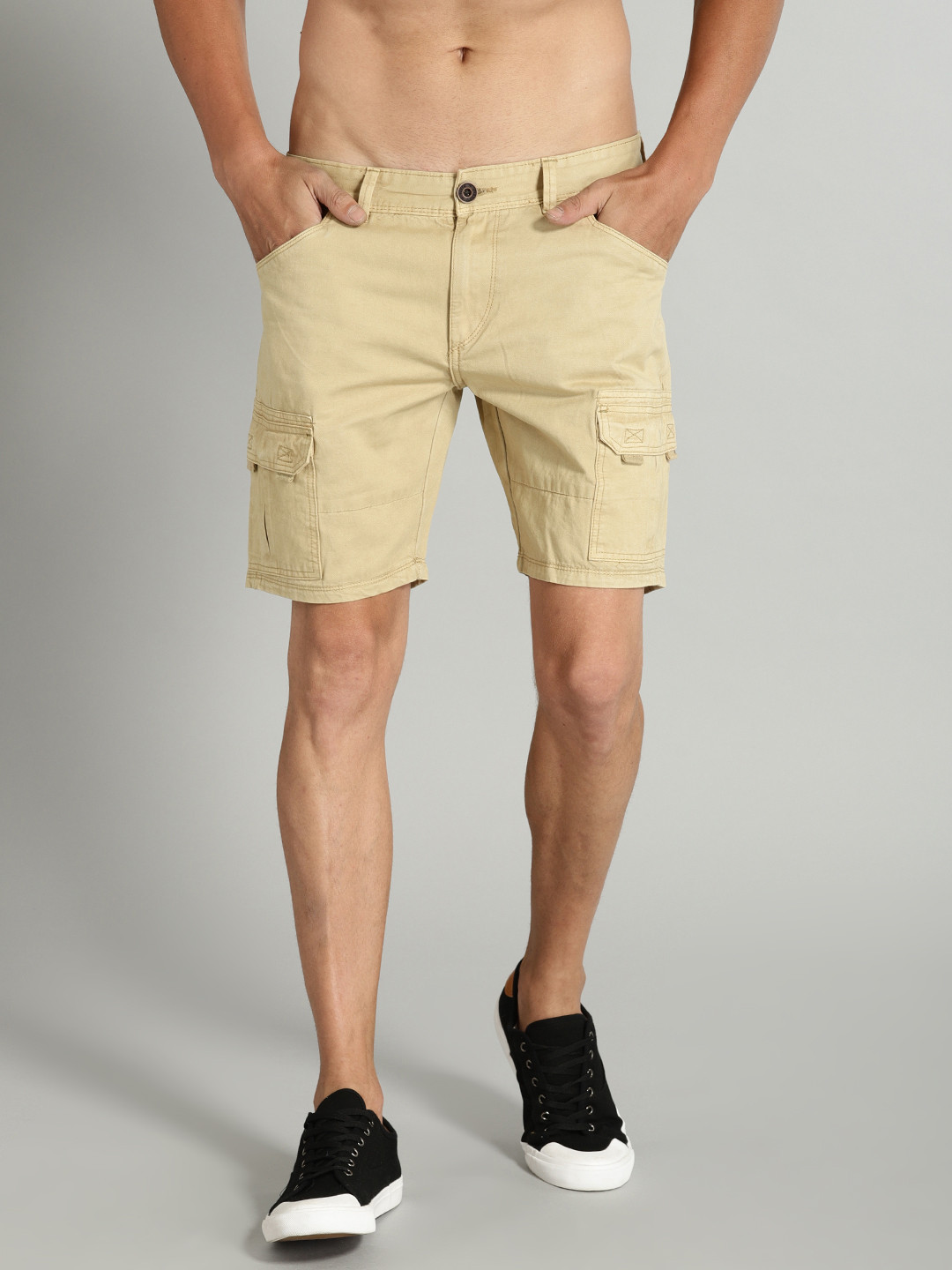 Buy Roadster Men Beige Solid Regular Fit Shorts - Shorts for Men ...
