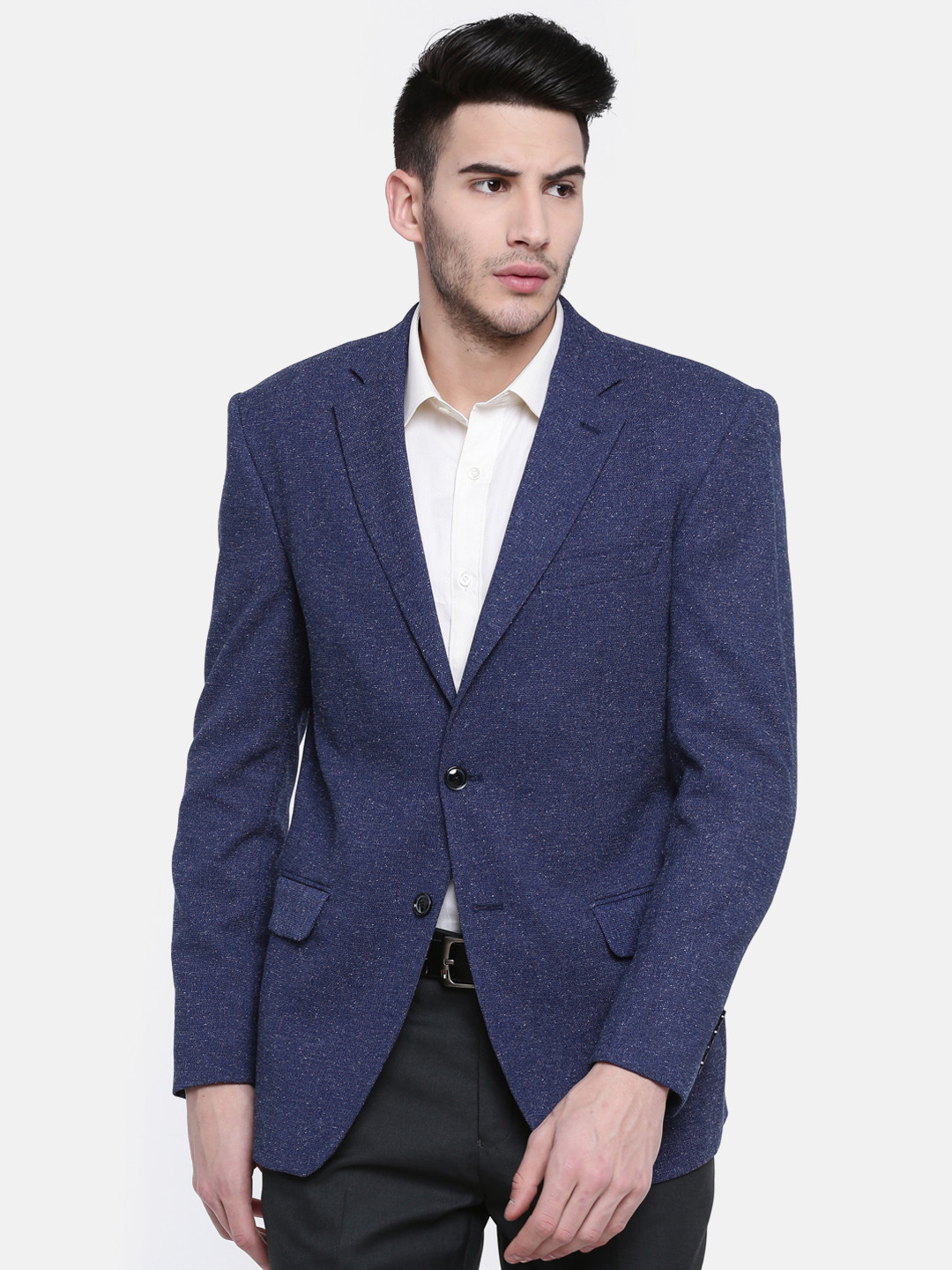 Buy J Hampstead Blue Self Design Contemporary Fit Single Breasted ...