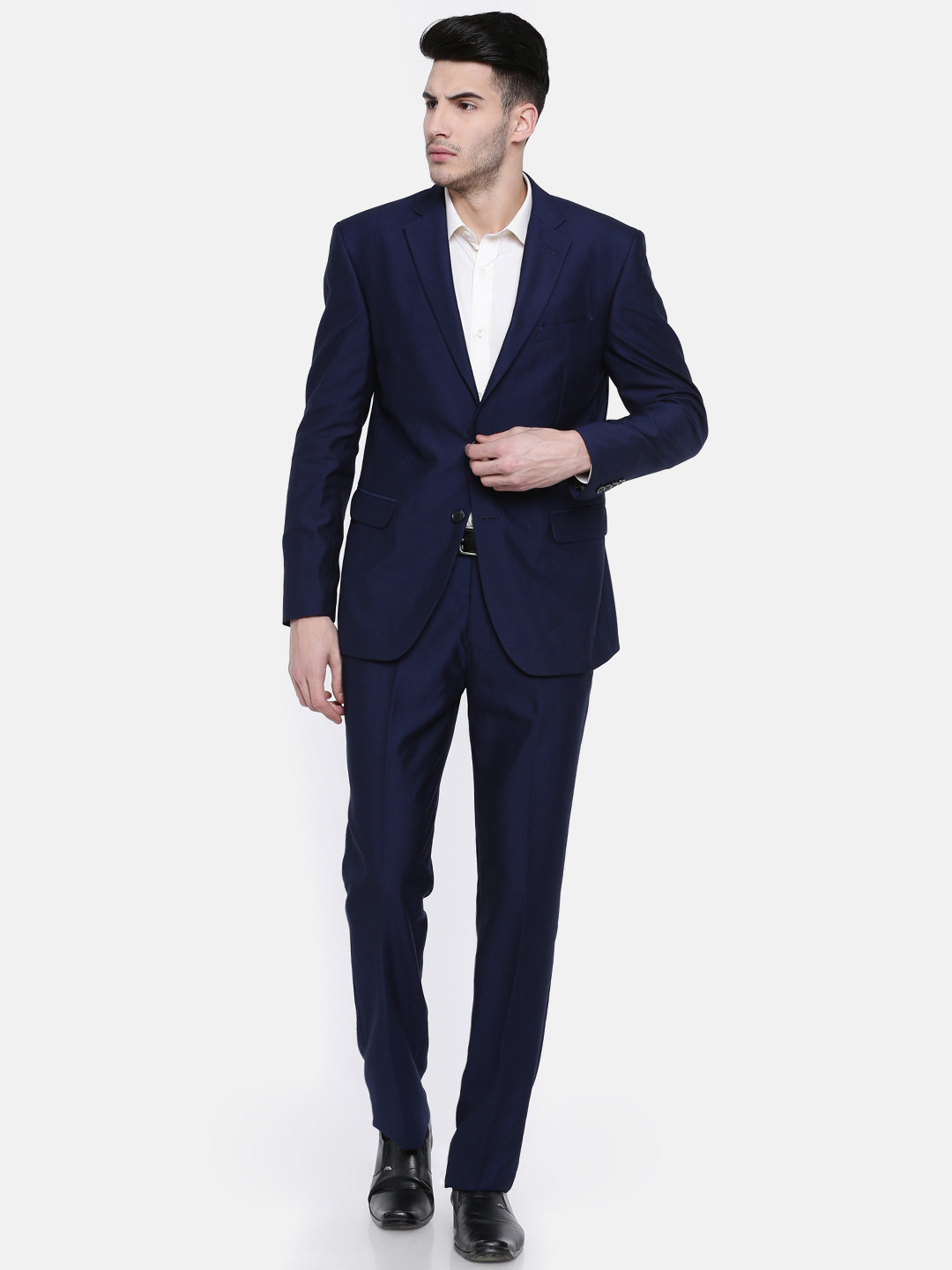 Buy J Hampstead Blue Self Designed Single Breasted Contemporary Fit ...