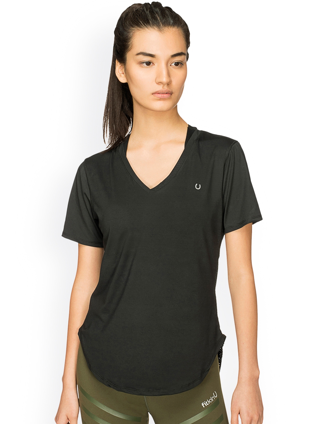 Buy Fitkin Women Black Solid Relaxed Fit Lightweight Quick Dry Top
