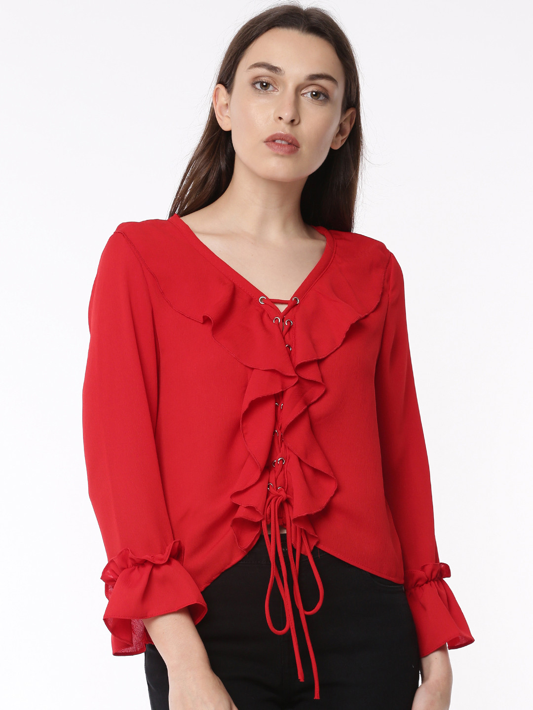 Buy Ginger By Lifestyle Women Red Solid Top - Tops for Women 4320906 ...