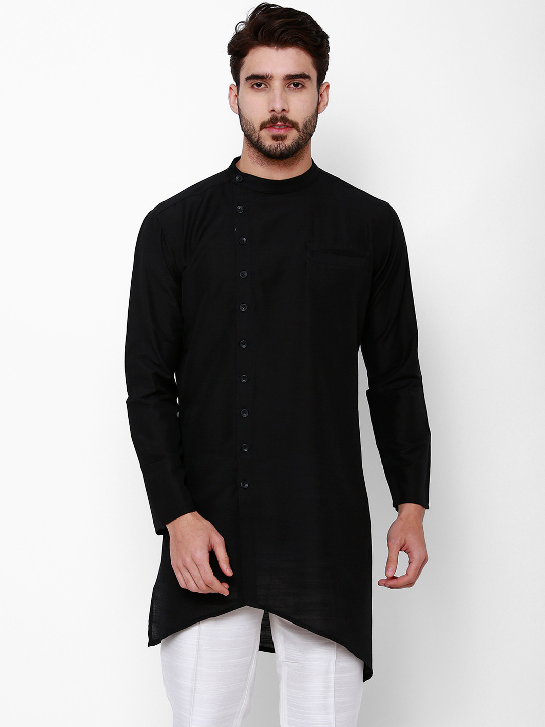 Buy Svanik Men Black Solid A Line Kurta - Kurtas for Men 4323389 | Myntra