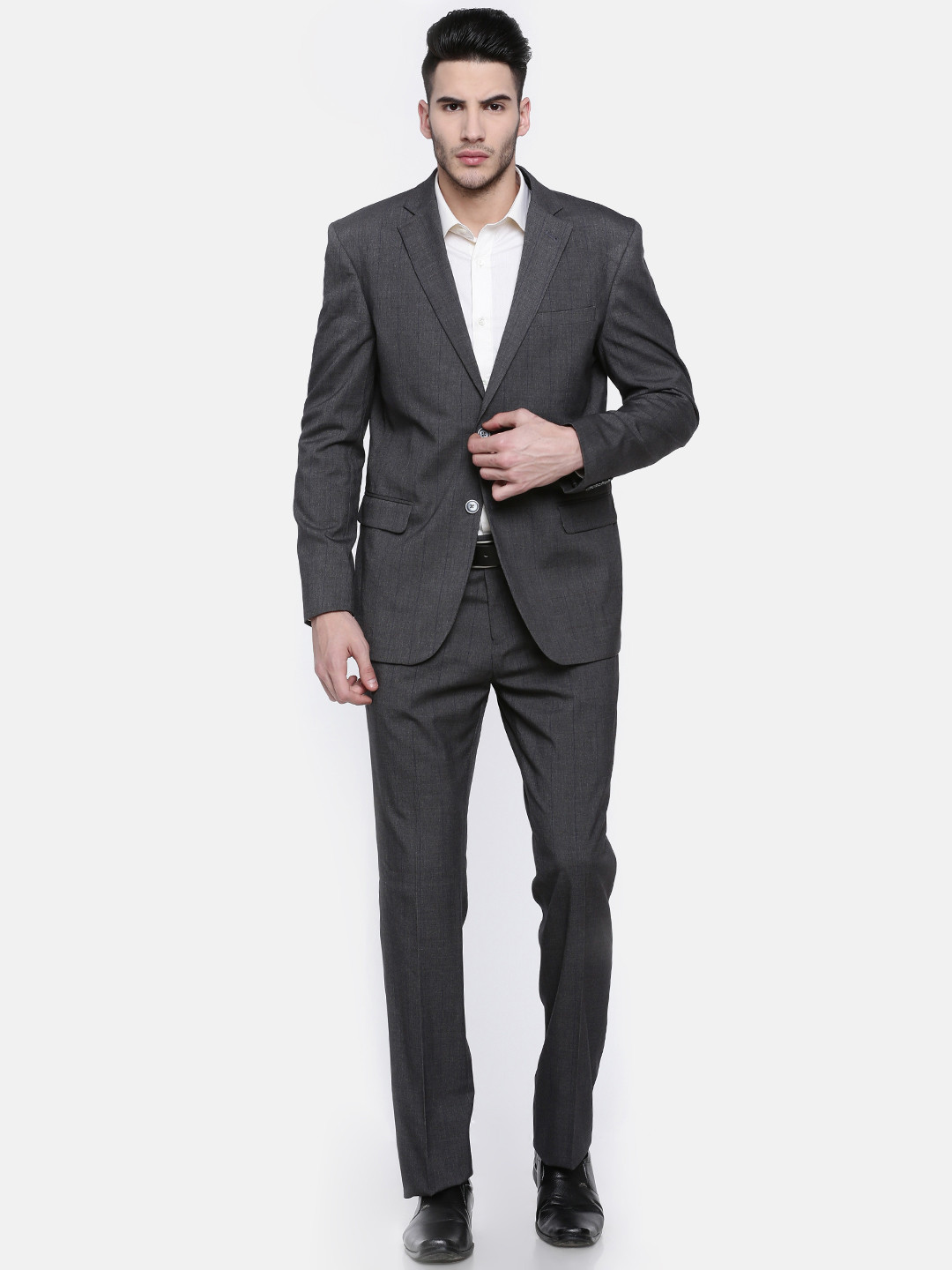 Buy J Hampstead Grey Self Designed Single Breasted Contemporary Fit ...