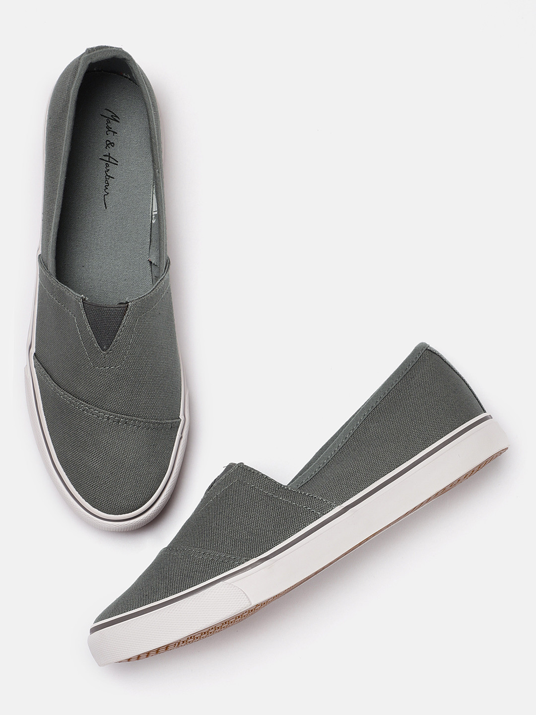 Buy Mast & Harbour Men Grey Slip On Sneakers - Casual Shoes for Men ...