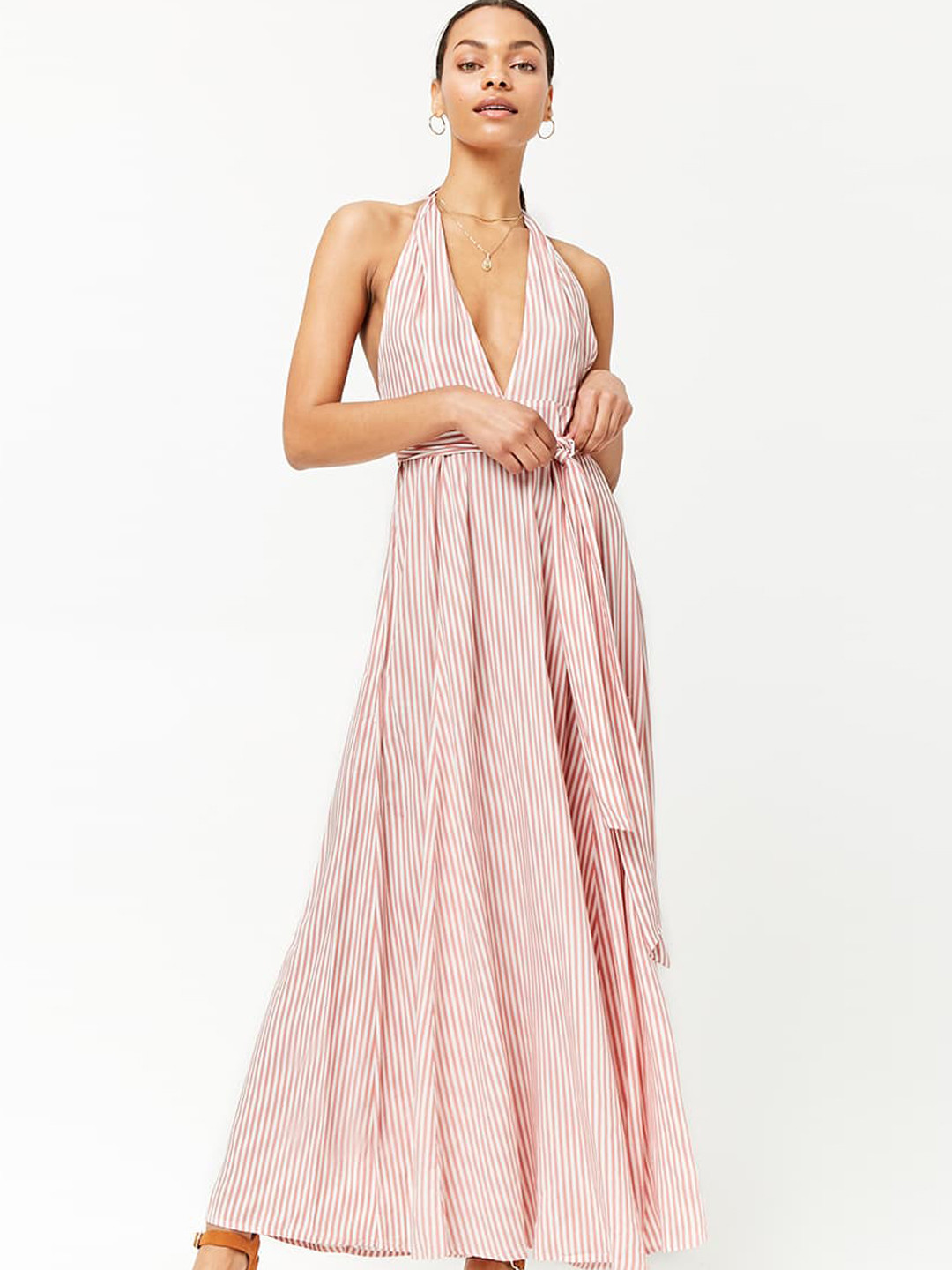 Buy FOREVER 21 Women Pink Striped A Line Maxi Dress - Dresses for Women ...